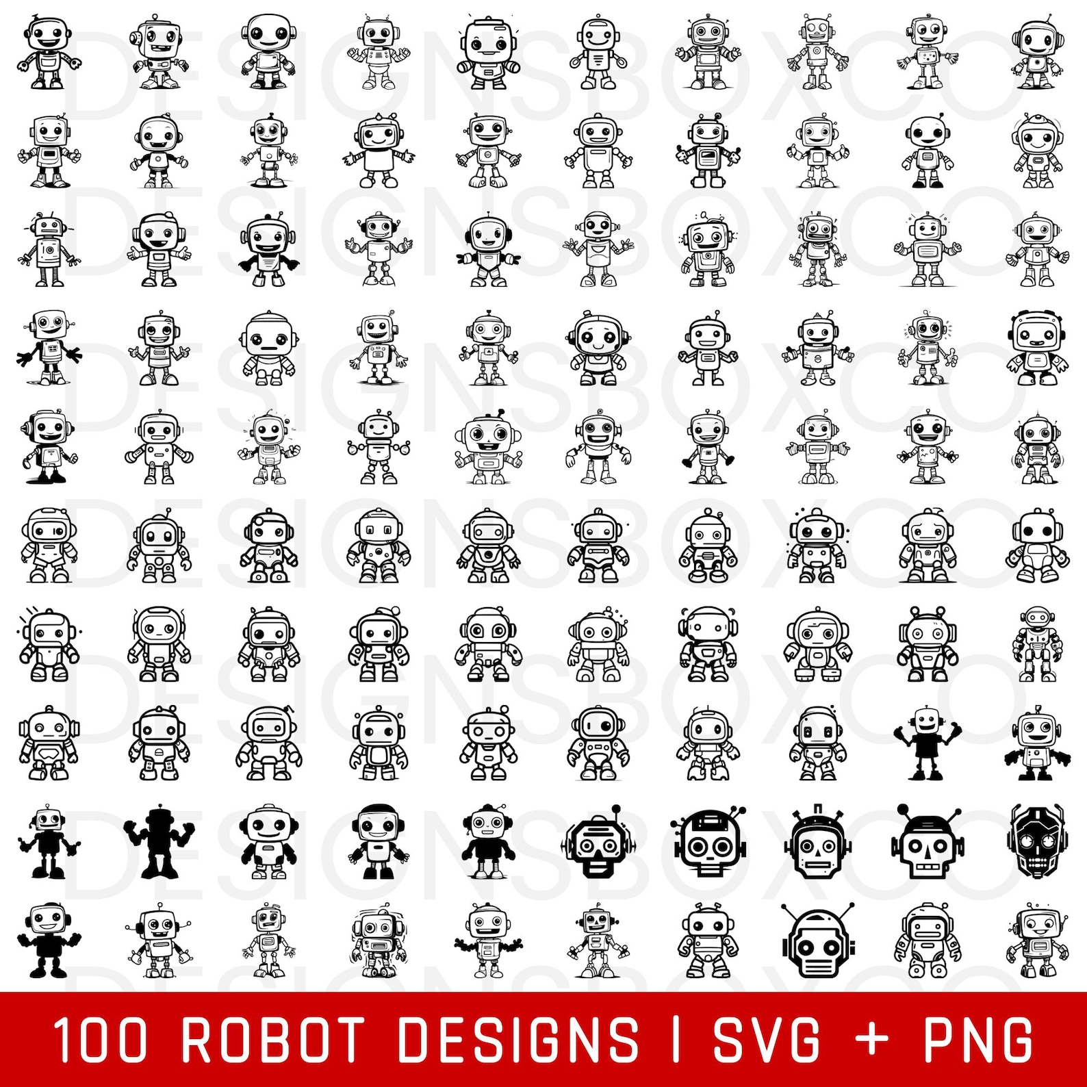 Robot SVG Bundle - Robot PNG Bundle - Robot Clipart - Robot SVG Cut ...
