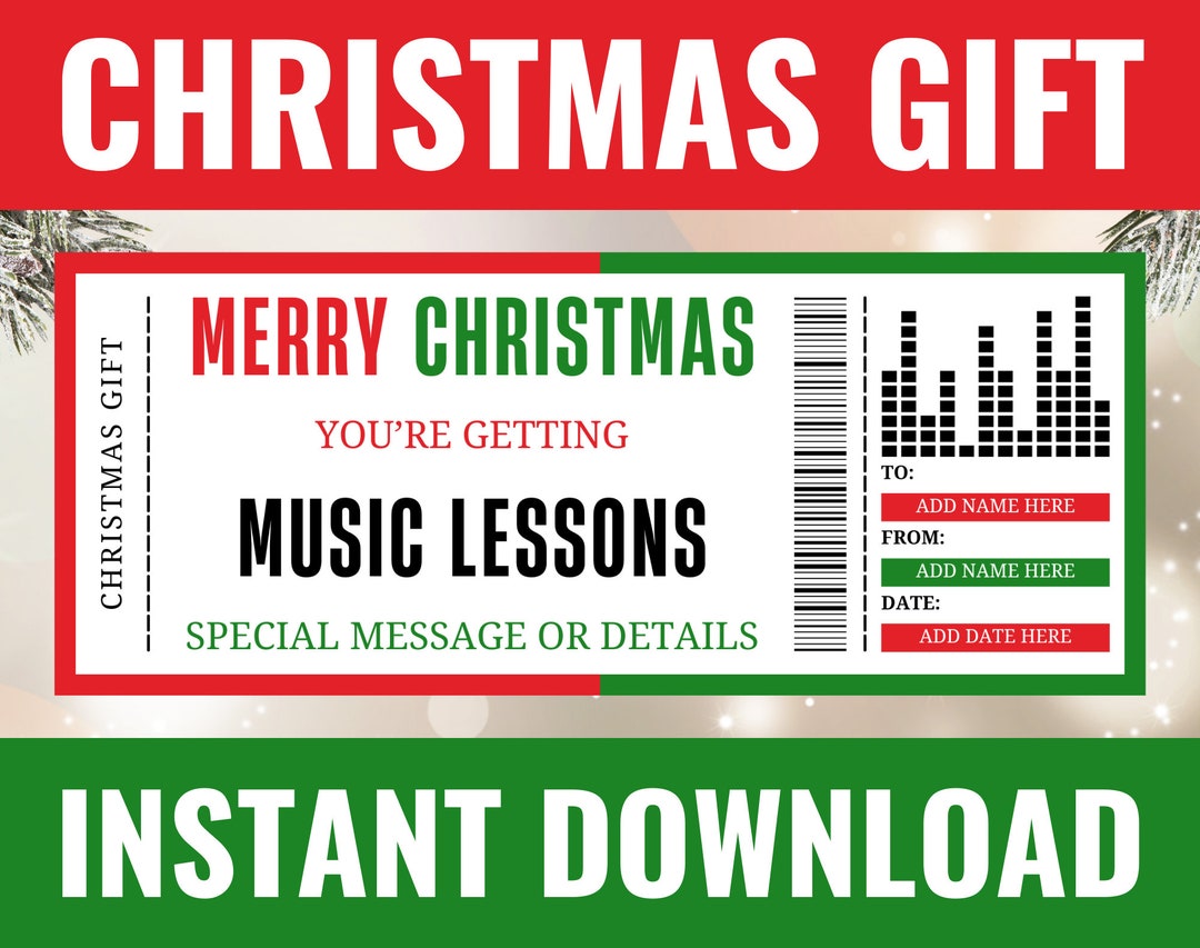 Christmas Music Lessons Ticket Christmas Music Lessons Gift Voucher ...