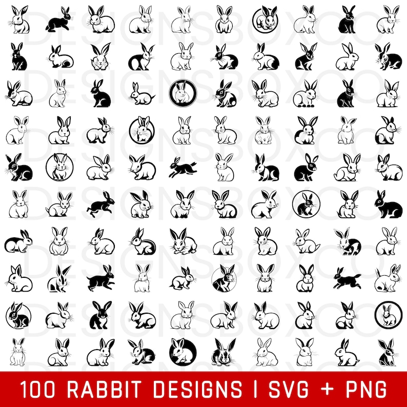 Rabbit SVG Bundle - Rabbit PNG Bundle - Rabbit Clipart - Rabbit SVG Cut ...