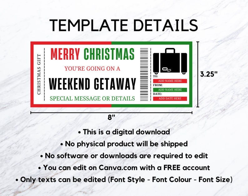 Christmas Weekend Getaway Voucher - Christmas Weekend Getaway Gift ...