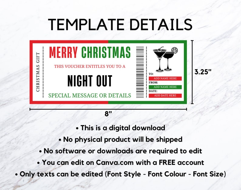Christmas Night Out Voucher - Christmas Celebration Gift Ticket ...