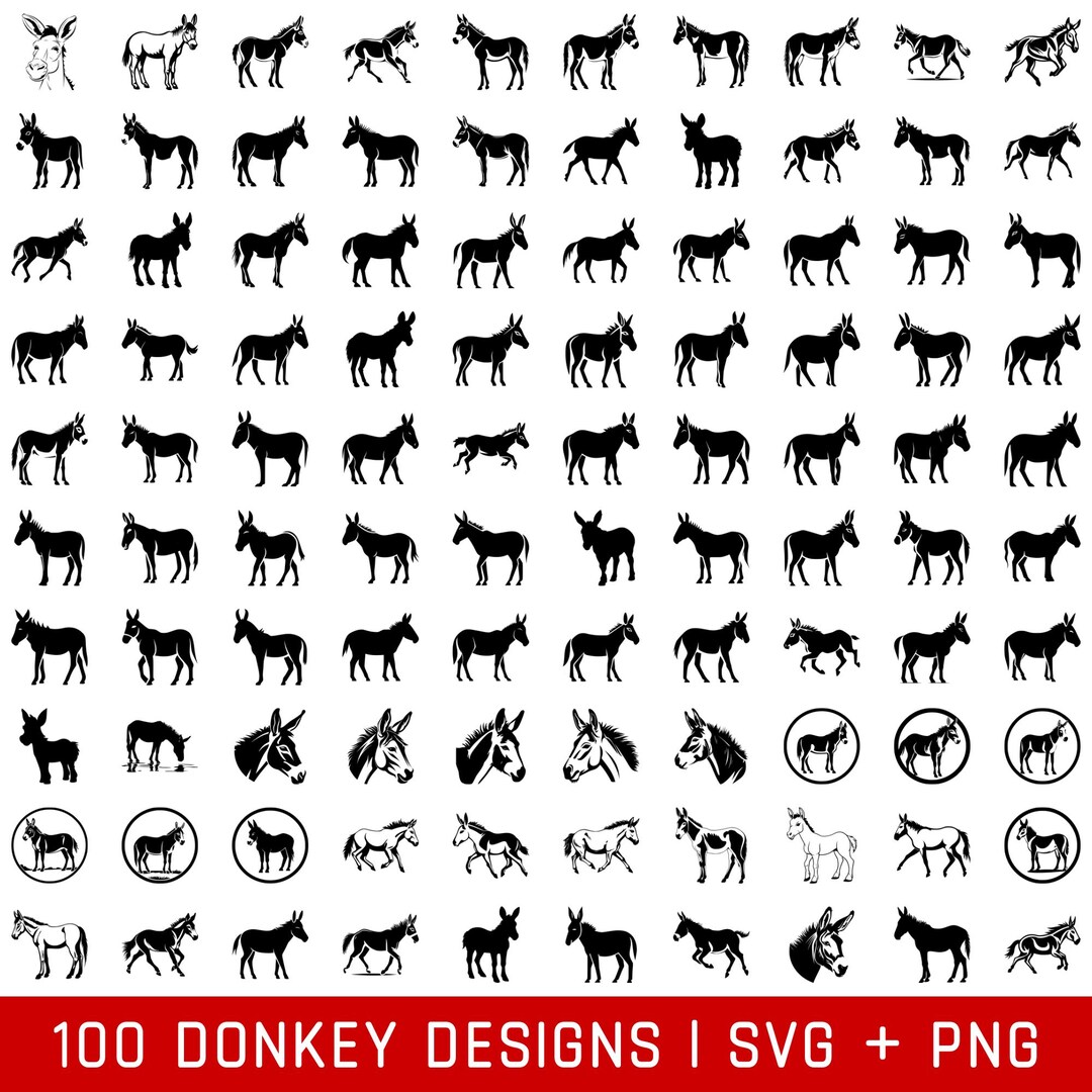 Paquete SVG de burro Burro PNG Clipart de burro Archivos de corte SVG ...