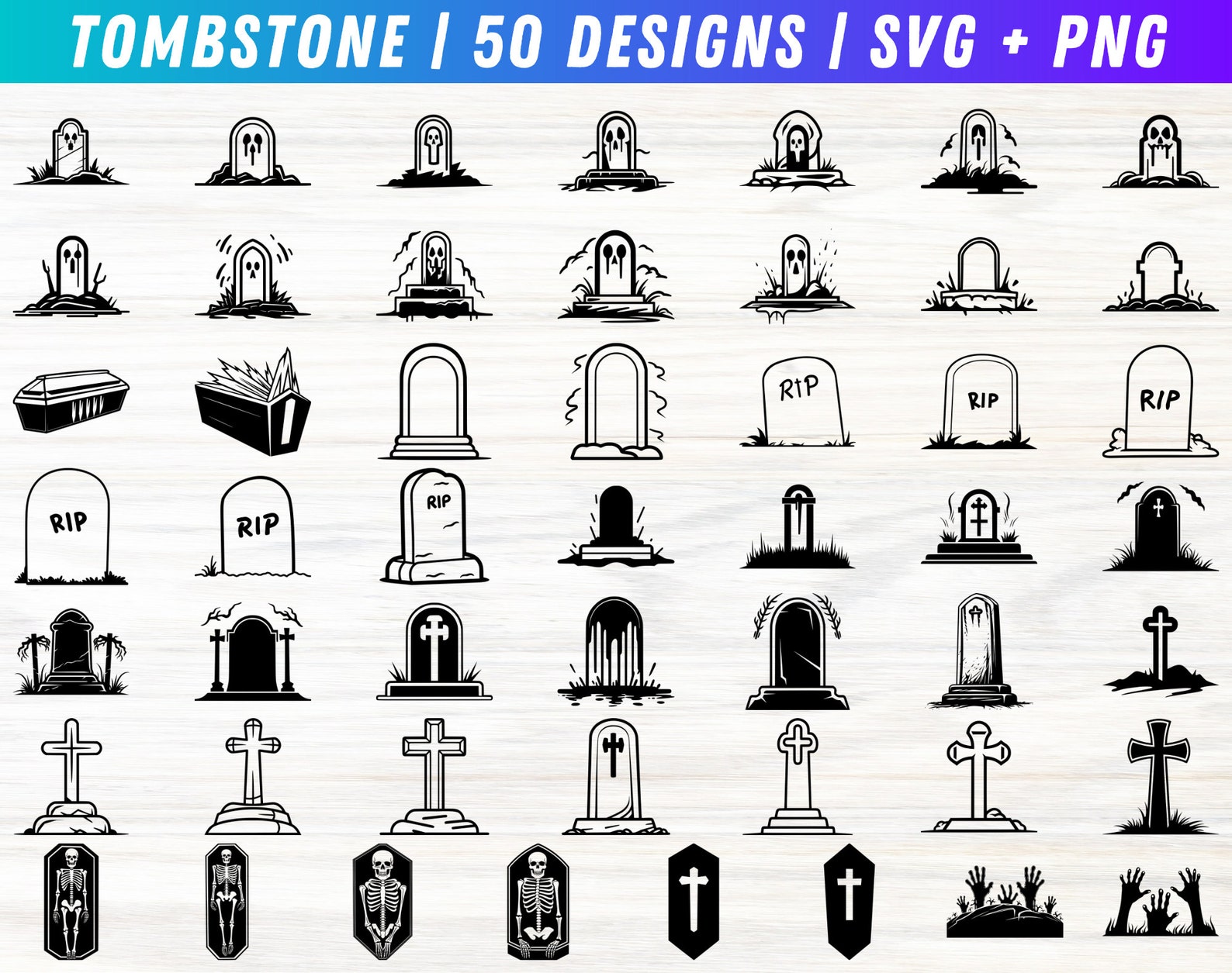 Halloween Tombstone SVG Bundle - Tombstone PNG Bundle - Tombstone ...