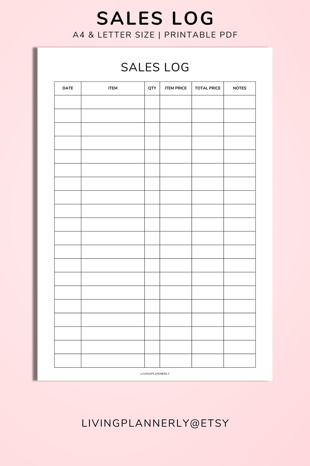 Sales Log Printable Business Online Seller Retailer Template - Etsy
