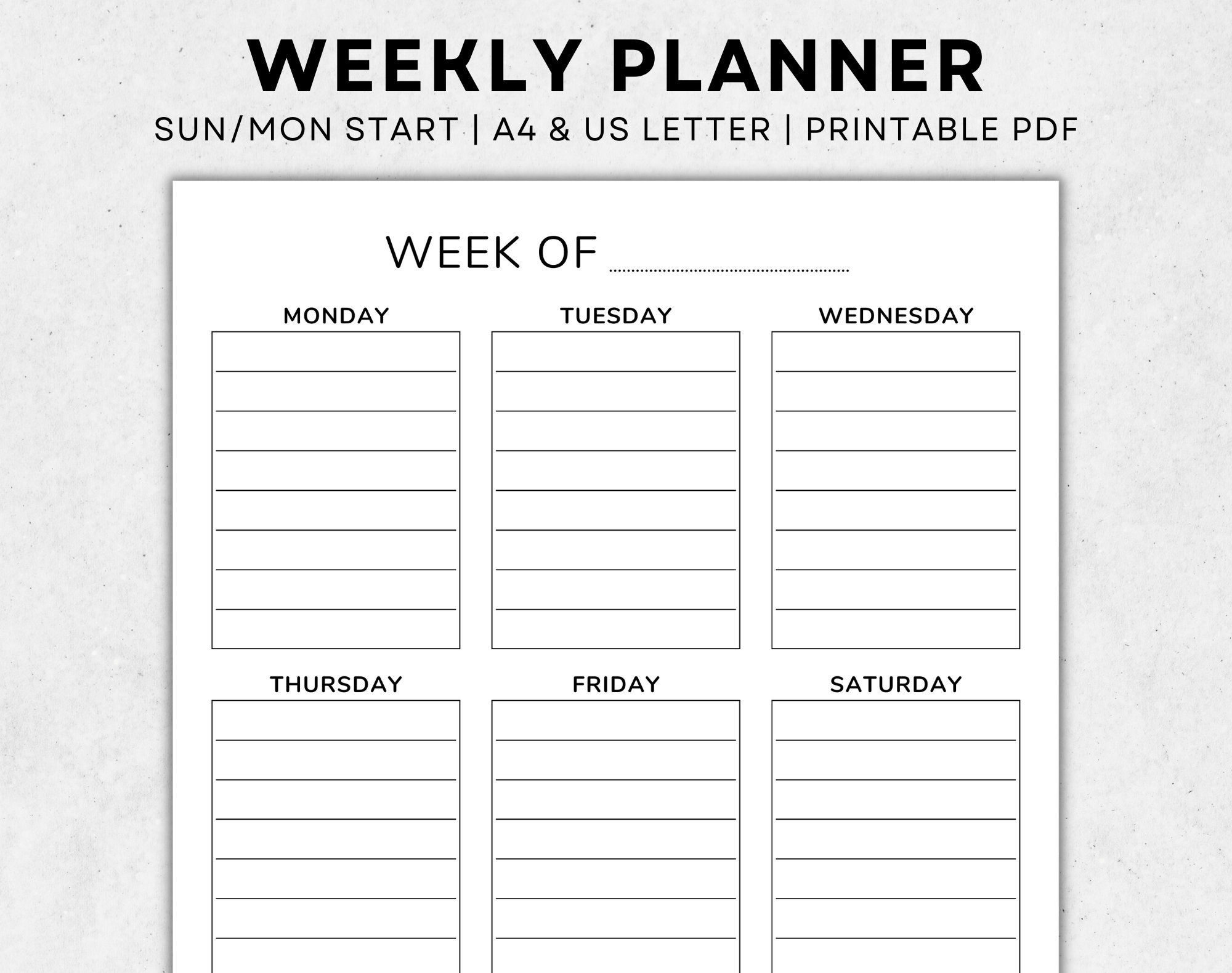 Weekly Planner Printable to Do List Weekly Planner Weekly to Do List ...