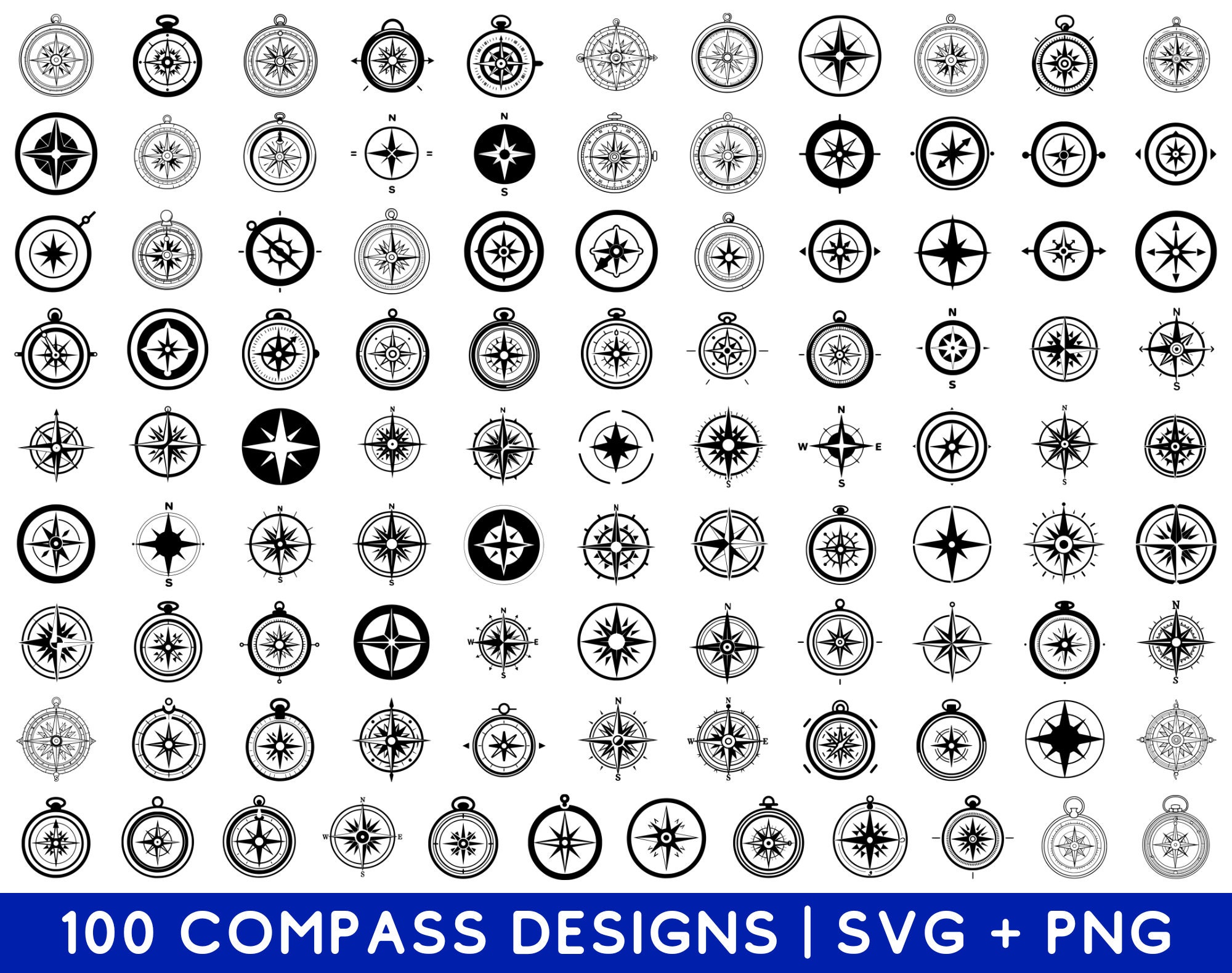 Compass SVG Bundle Compass PNG Bundle Compass Clipart Compass SVG Cut ...