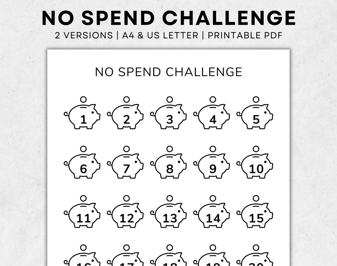 No Spend Challenge - 30 Day No Spending Challenge - Savings Tracker ...