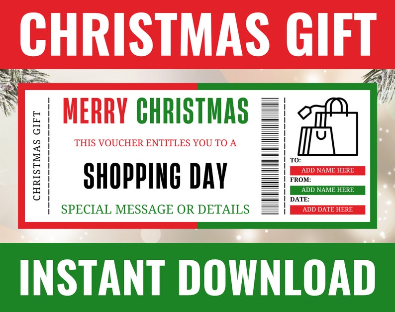 Christmas Shopping Spree Voucher - Christmas Shopping Spree Gift Ticket ...