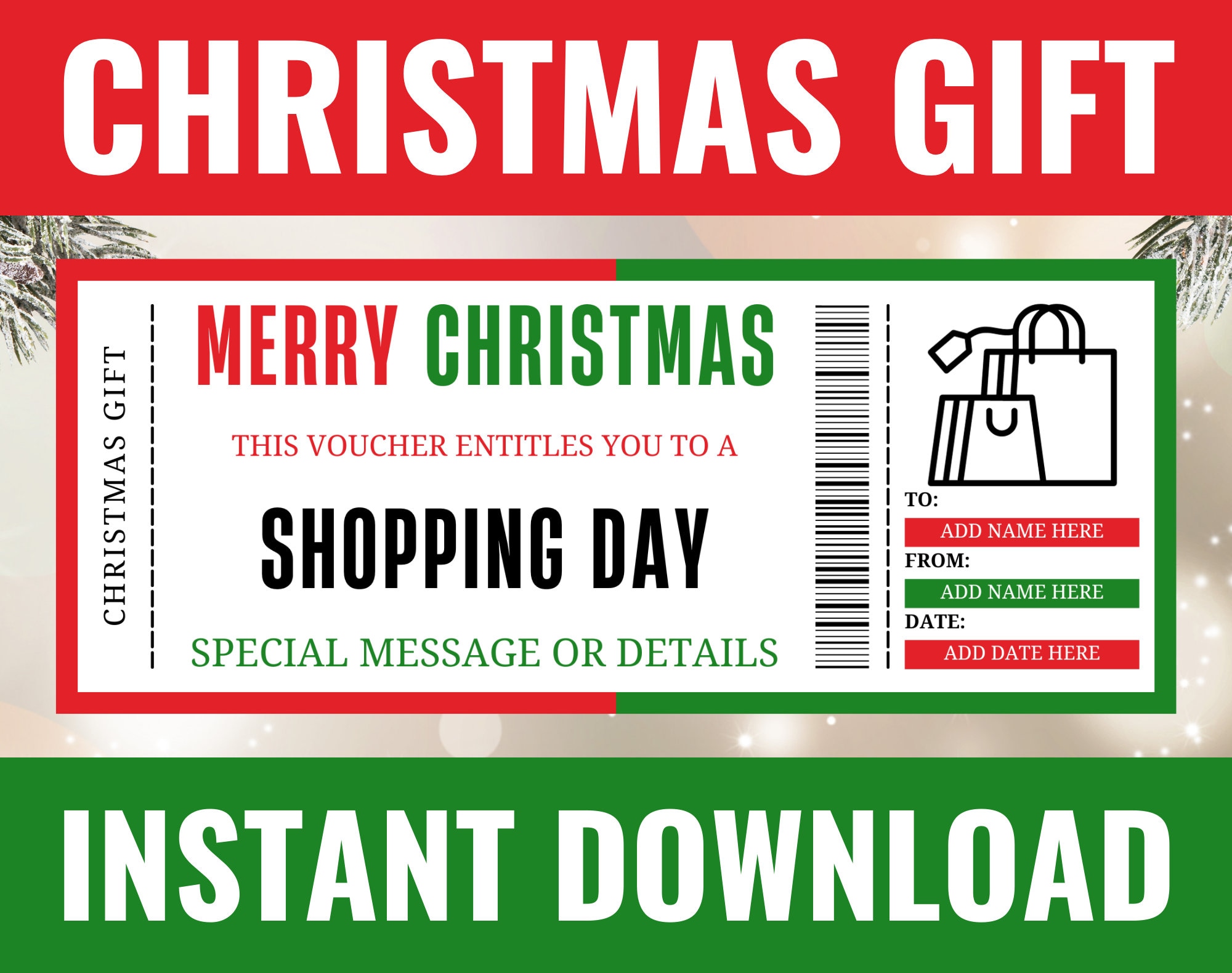 Christmas Shopping Spree Voucher - Christmas Shopping Spree Gift Ticket ...