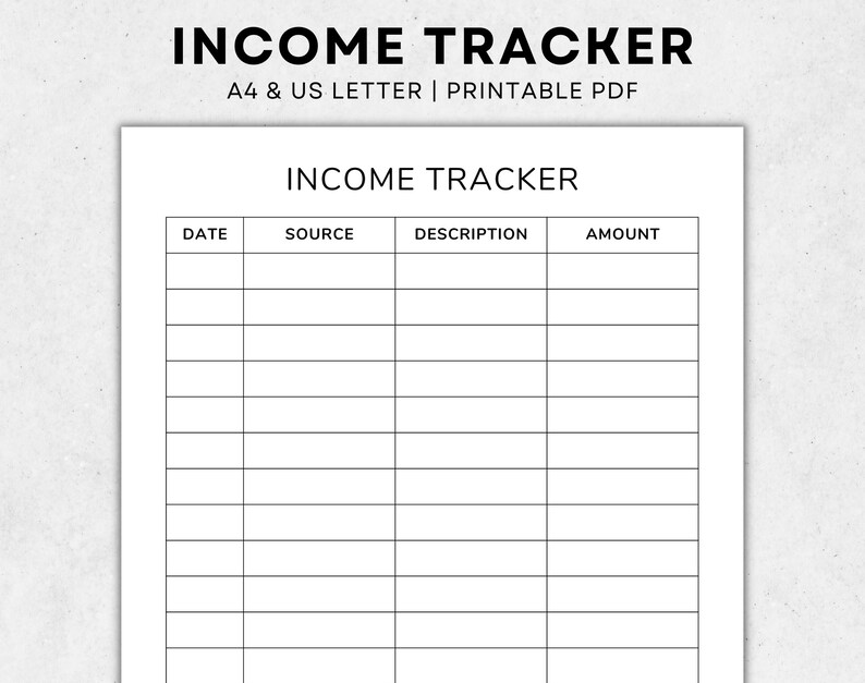 Income Tracker Printable Income Tracker Small Business Finance Planner ...