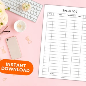 Sales Log Printable - Sales Tracker Printable - Profits Log Book ...