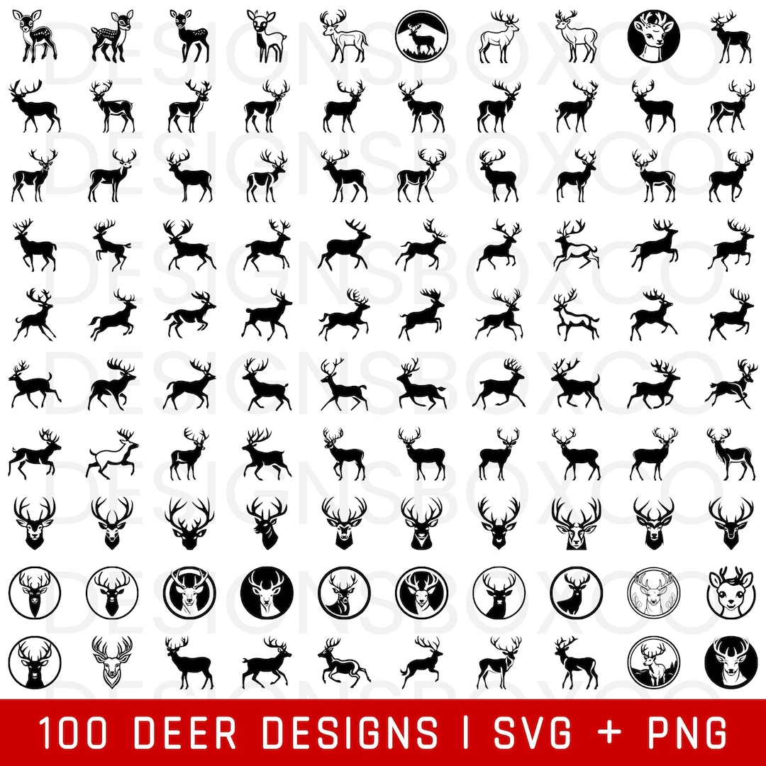 Deer SVG Bundle - Deer PNG Bundle - Deer Clipart - Deer SVG Cut Files ...