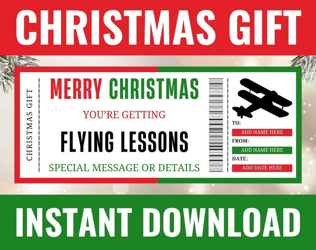 Christmas Flying Lessons Voucher - Christmas Pilot Training Gift Ticket ...