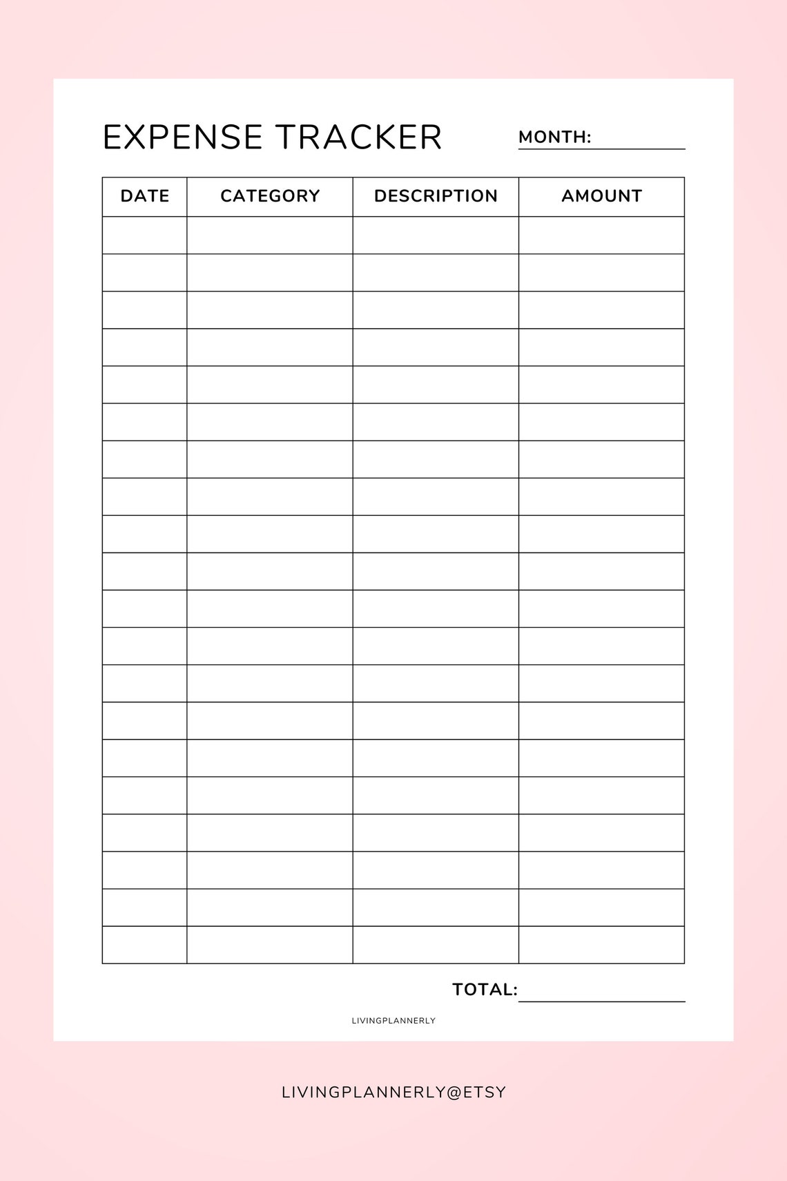 Monthly Expense Tracker Printable Expense Sheet - Etsy