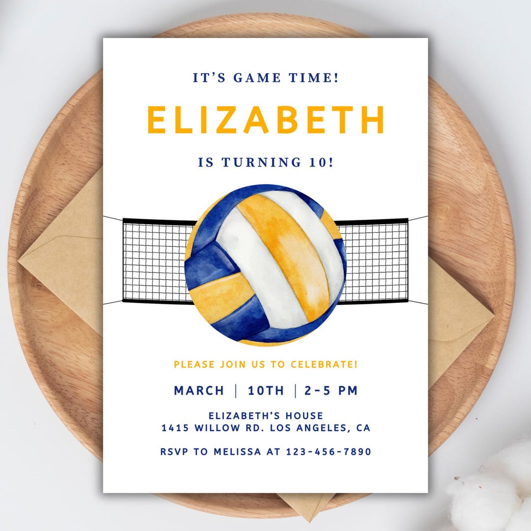 Editable Volleyball Birthday Invitation Girl, Volleyball Birthday Party ...