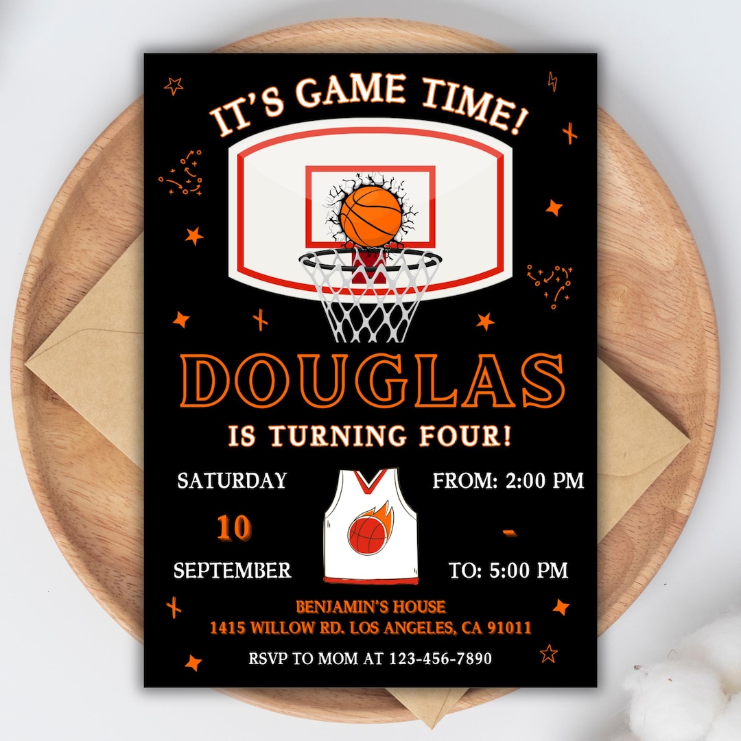 Editable Basketball Birthday Invitation, Basketball Birthday Party ...