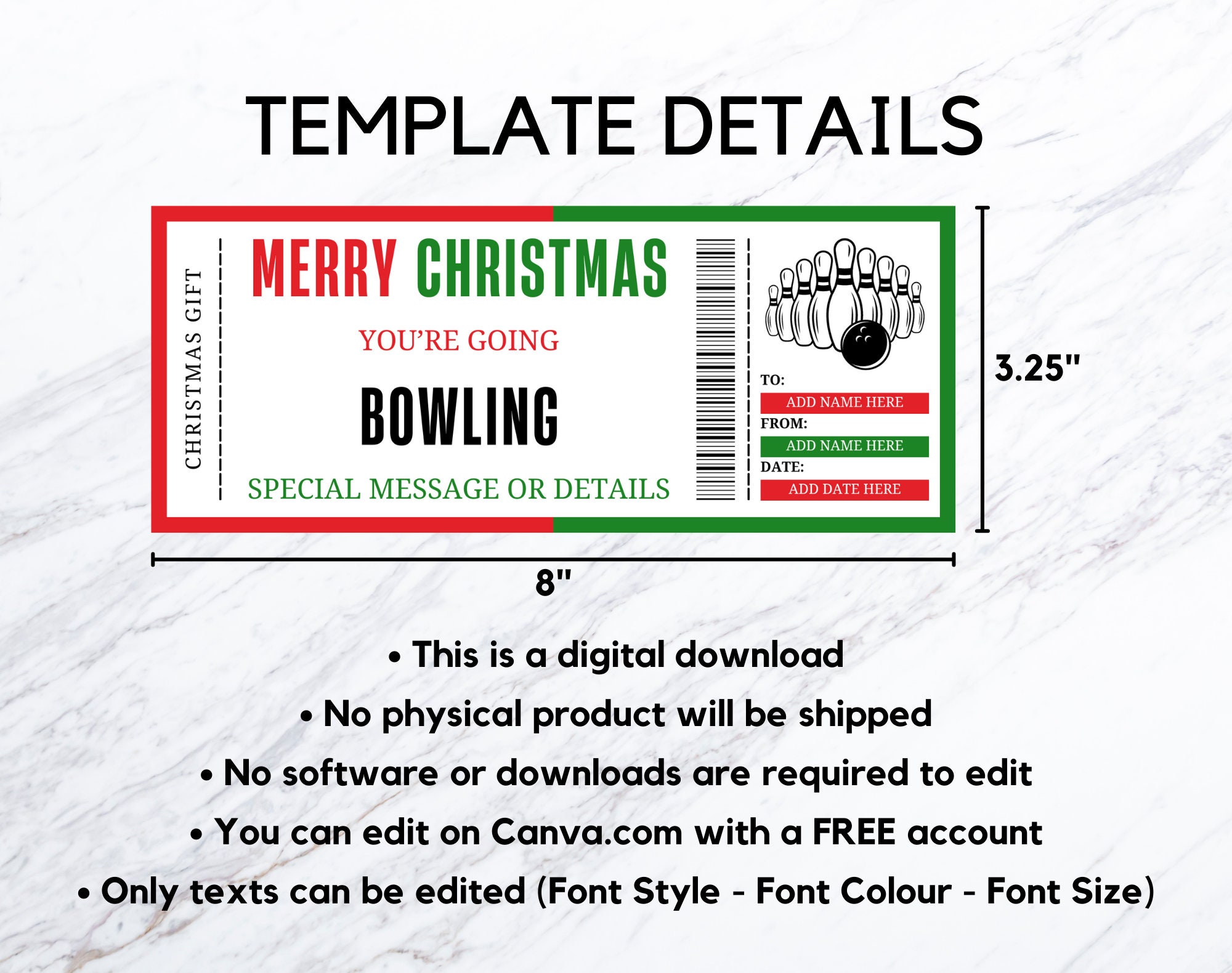 Christmas Bowling Ticket - Christmas Bowling Gift Voucher - Surprise ...