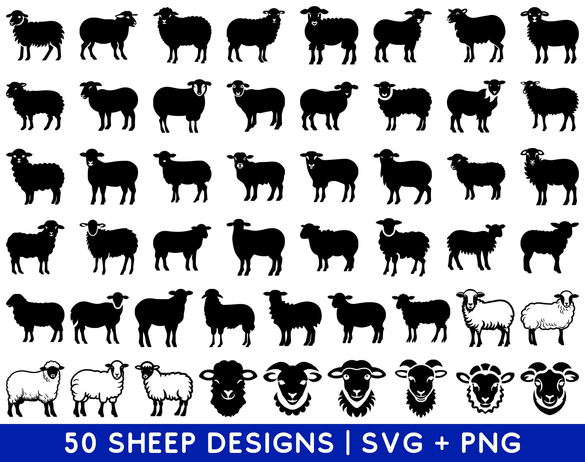 Sheep SVG Bundle Sheep PNG Bundle Sheep Clipart Sheep SVG Cut Files for ...