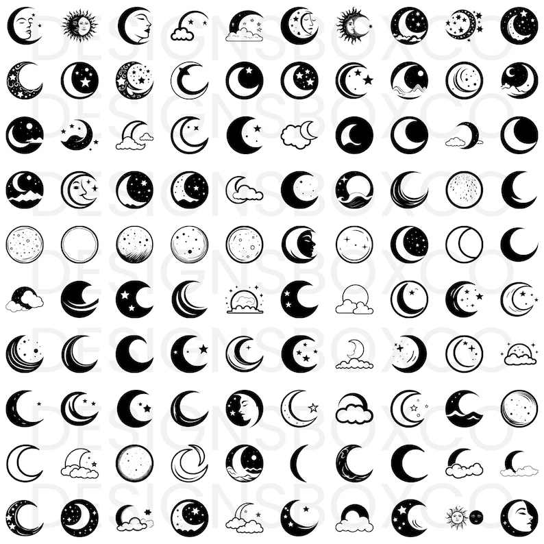Moon SVG Bundle - Moon PNG - Moon Clipart - Moon SVG Cut Files for ...