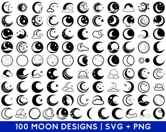 Moon SVG Bundle Moon PNG Moon Clipart Moon SVG Cut Files for Cricut ...