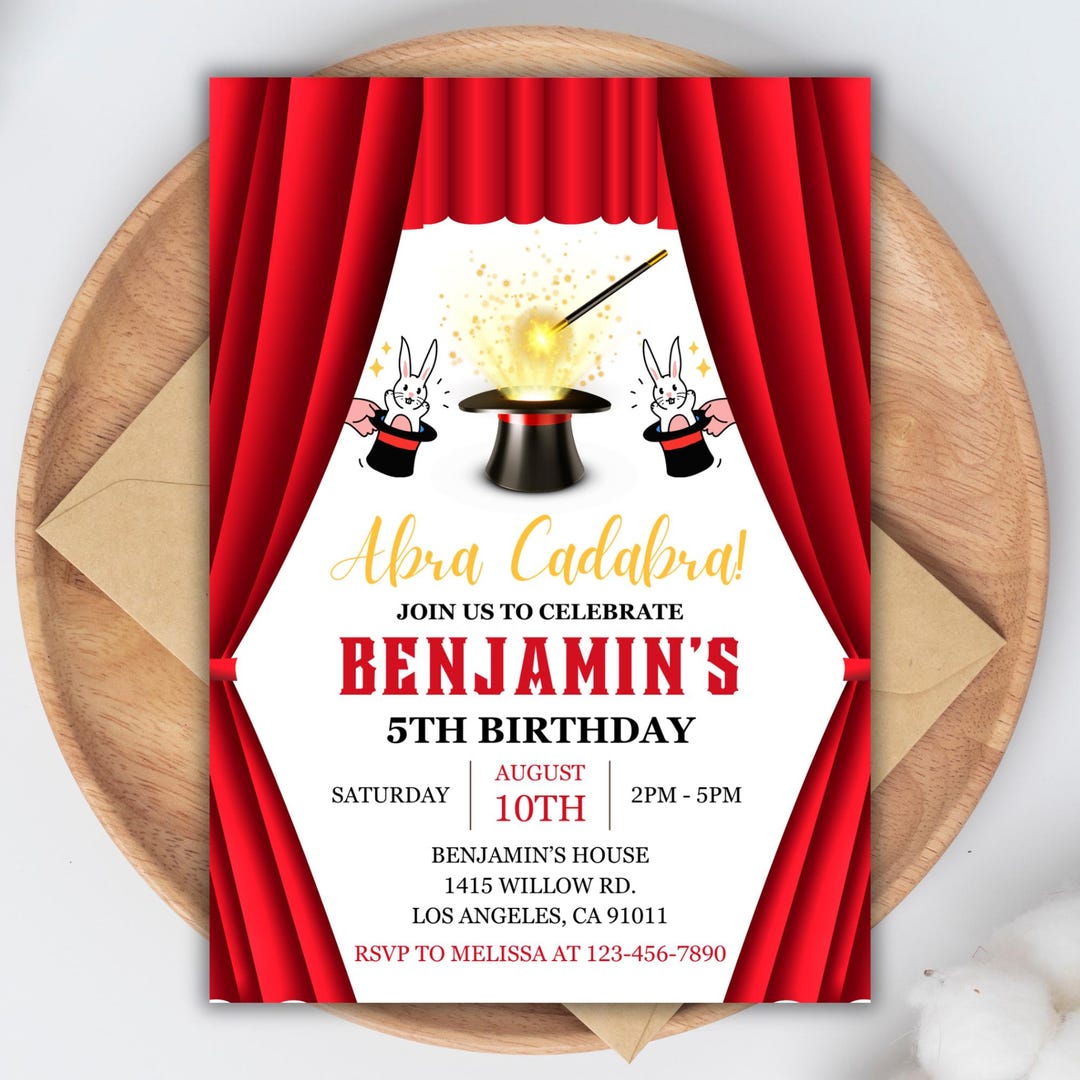 Editable Magic Show Birthday Invitation, Kids Magic Show Birthday Party ...