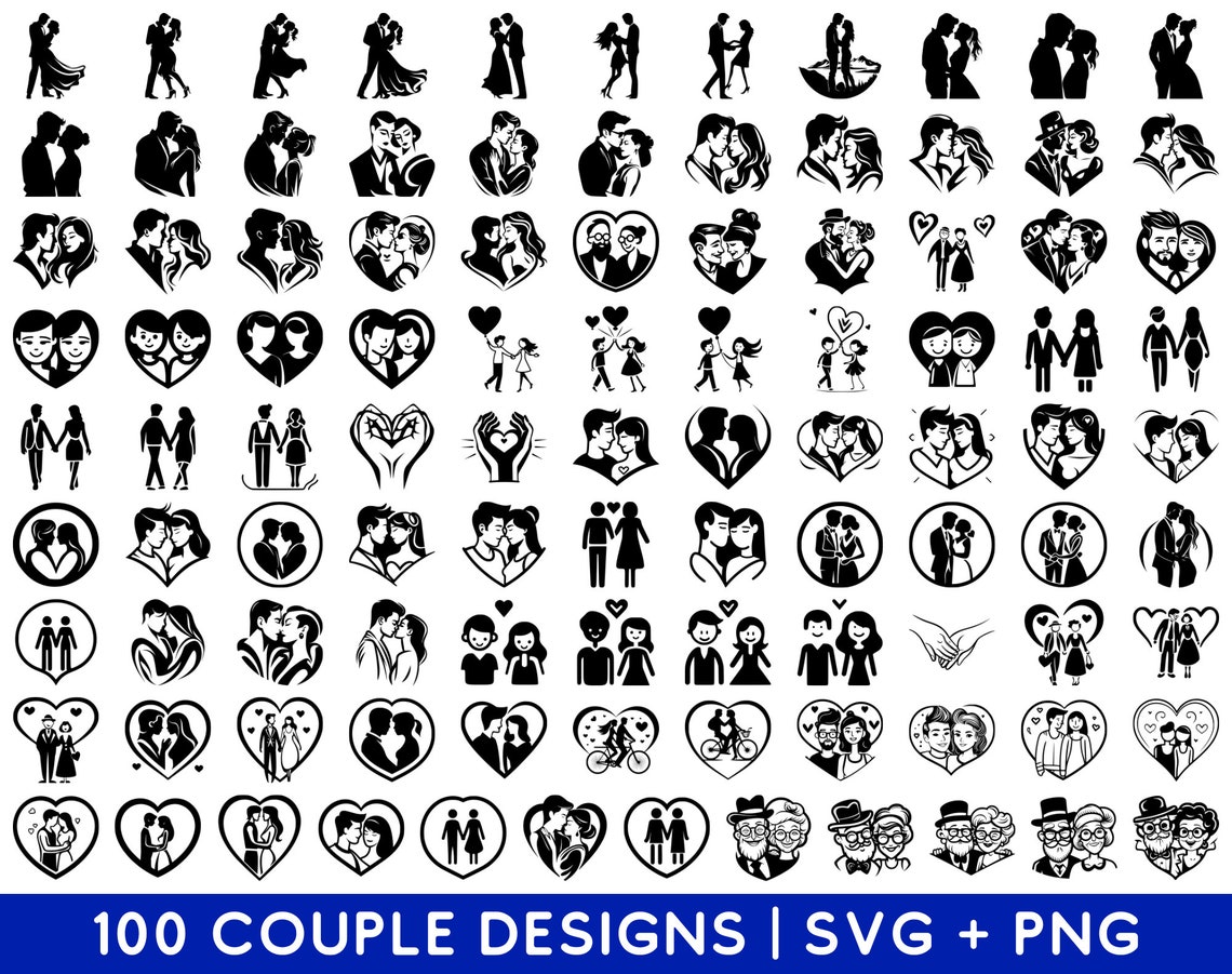 Couple SVG Bundle Couple PNG Bundle Couple Clipart Couple SVG Cut Files ...
