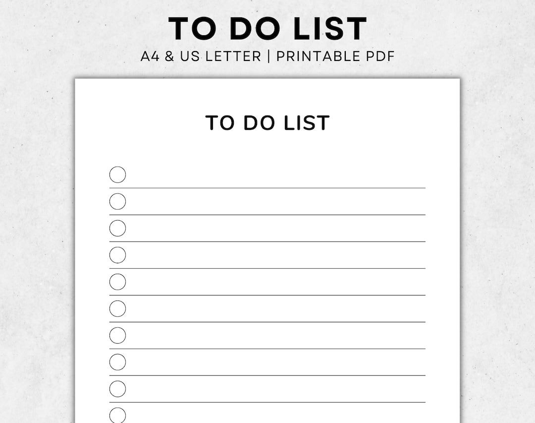 To Do List Printable - Minimalist to Do List - Blank to Do List - Daily ...