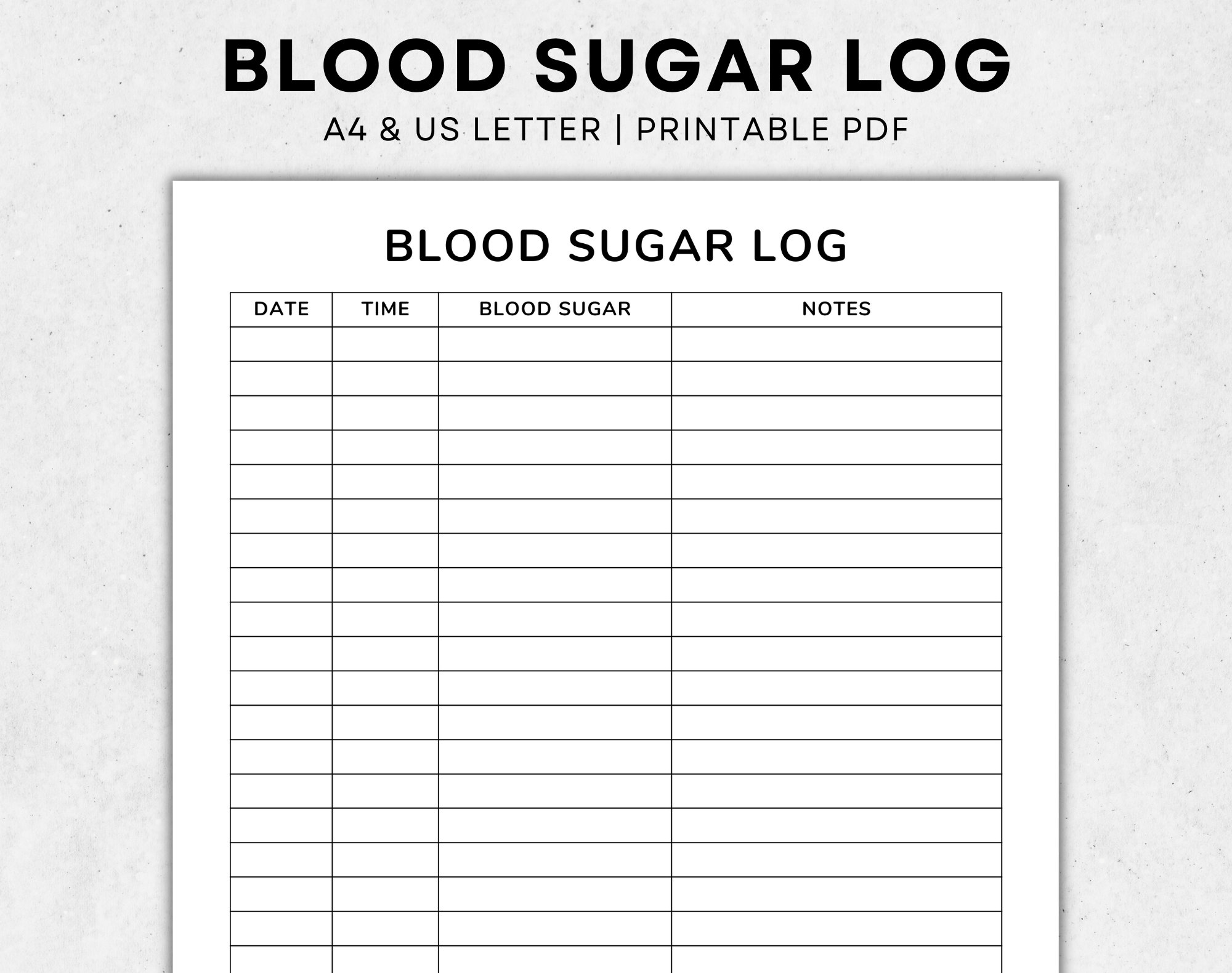 Printable Blood Sugar Tracker - Diabetes Tracker - Diabetic Log ...