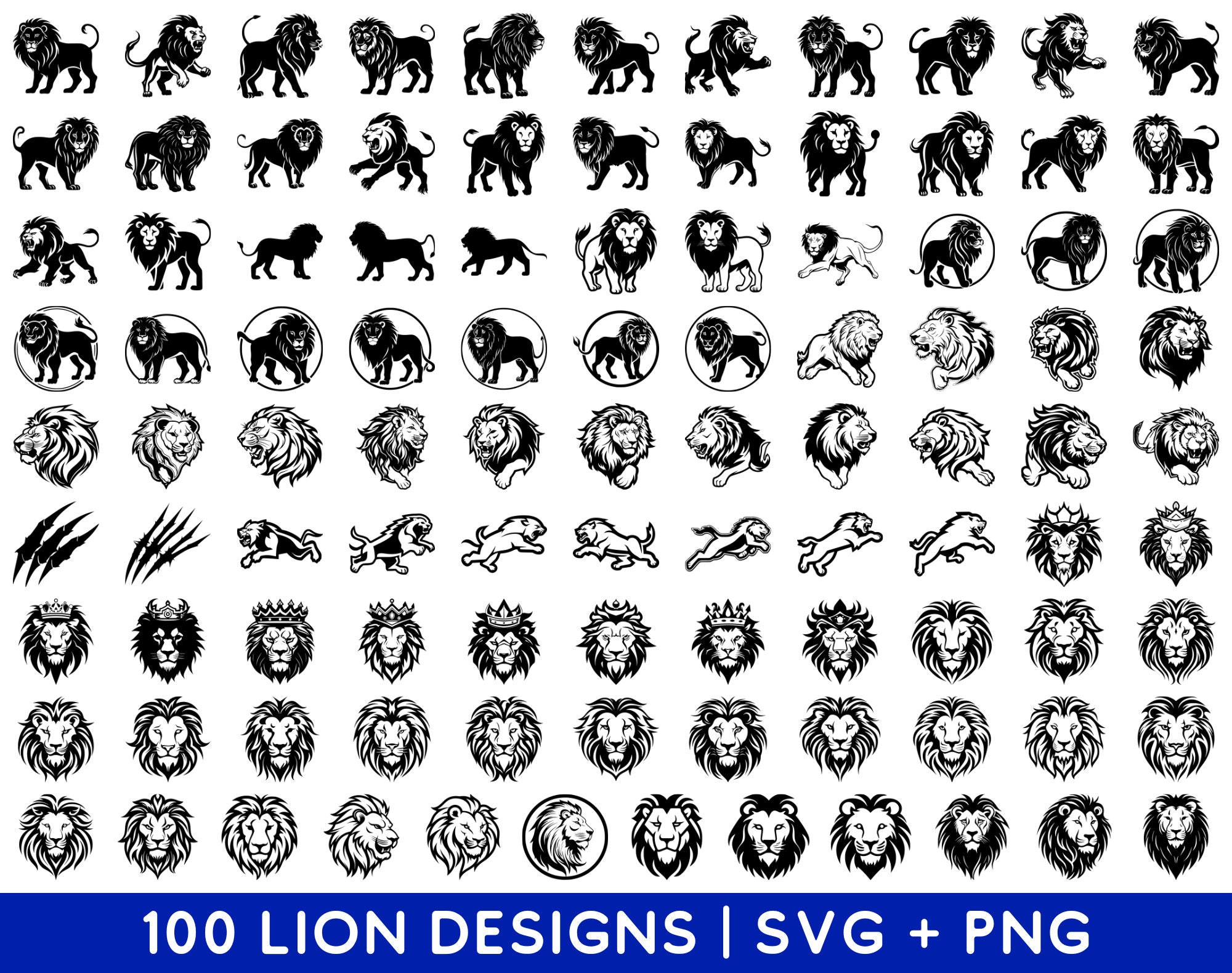 Lion SVG Bundle Lion PNG Bundle Lion Clipart Lion SVG Cut Files for ...