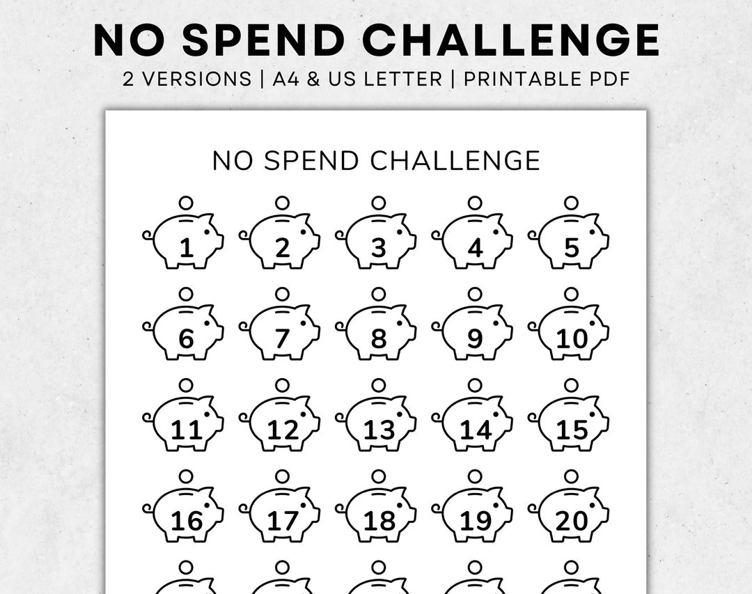 Money Saving Challenge - No Spend Challenge - No Spend Tracker ...