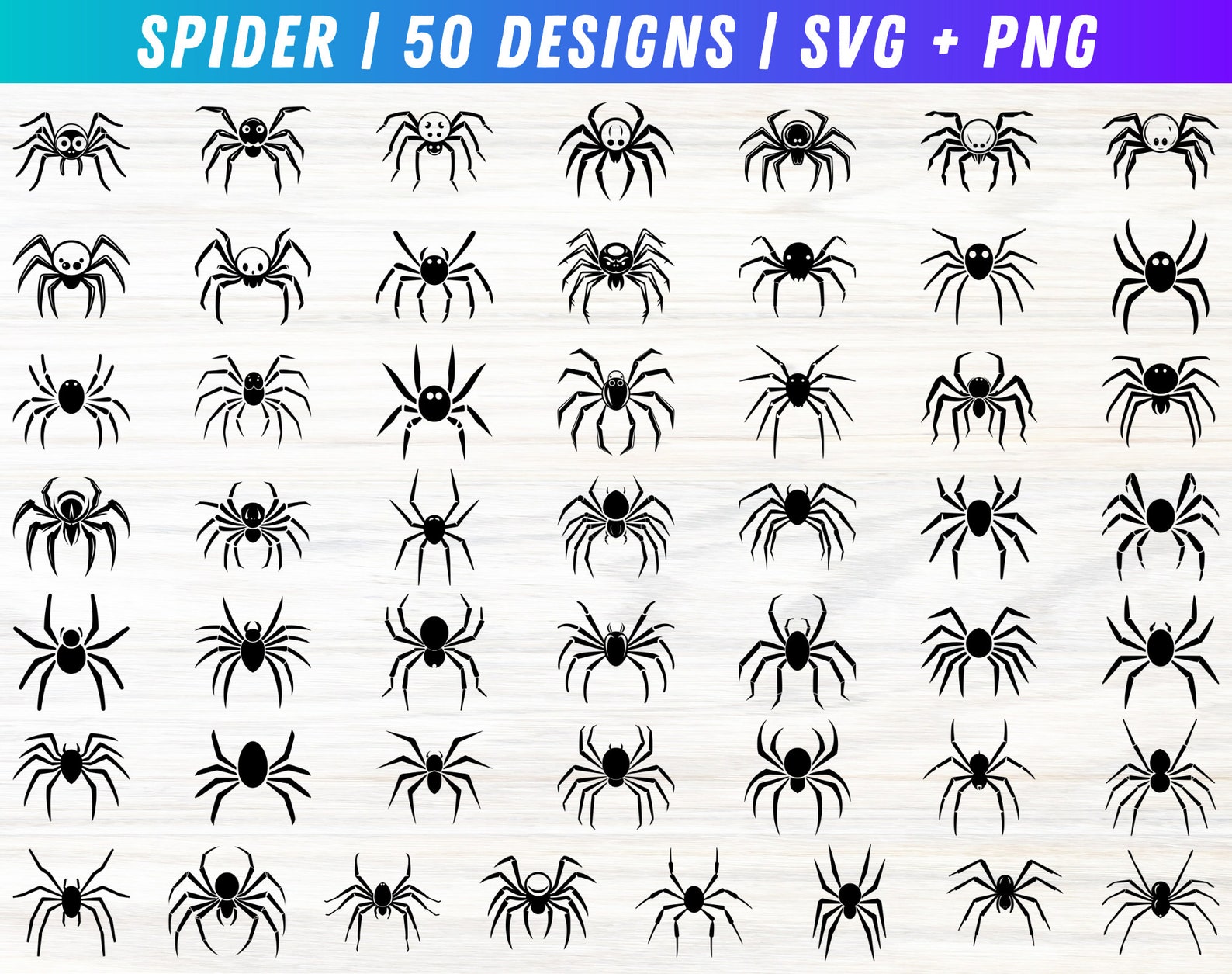 Halloween Spider SVG Bundle - Spider PNG Bundle - Spider Clipart ...