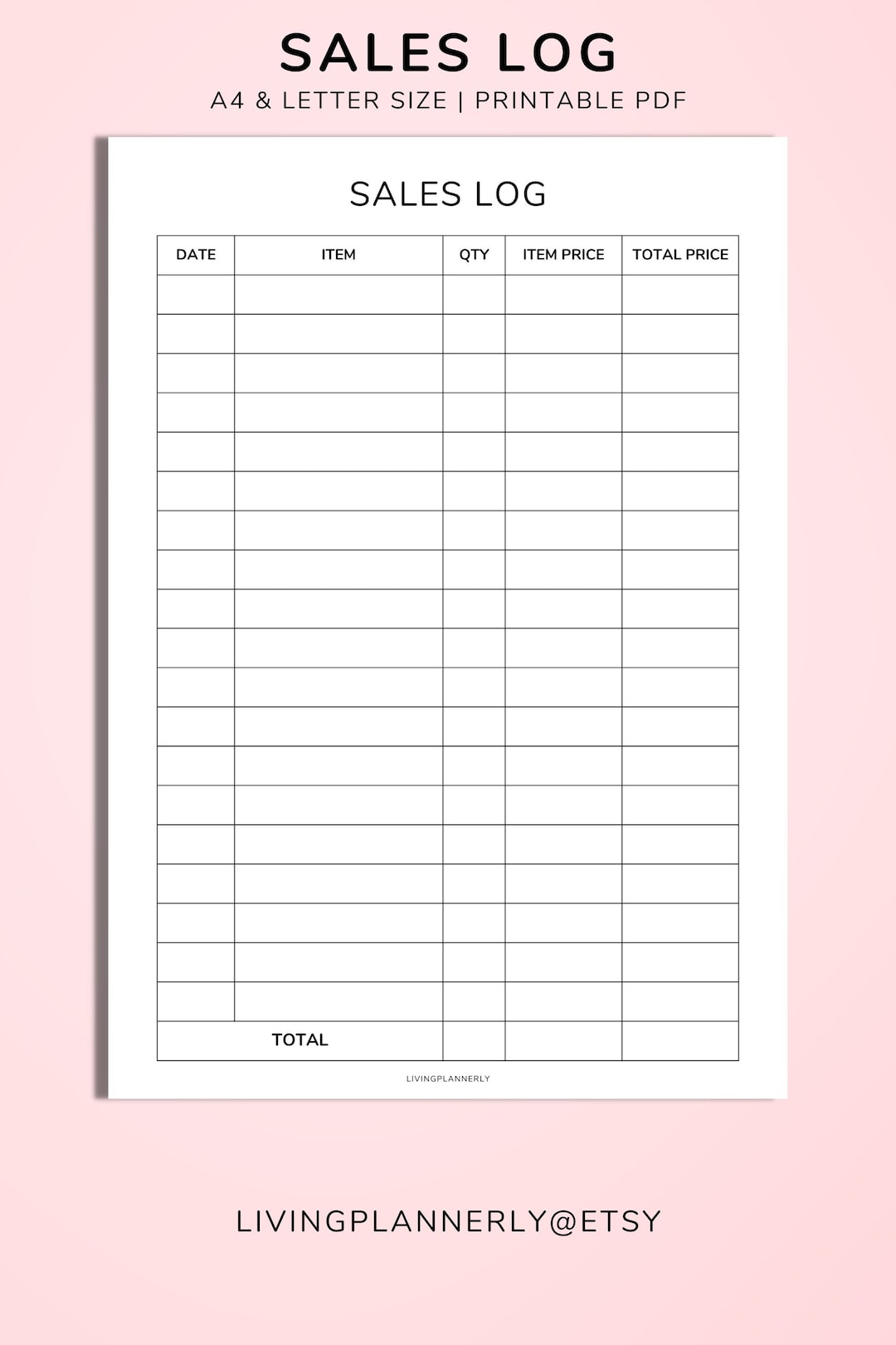 Sales Tracker Printable Sales Log Orders Log Small - Etsy