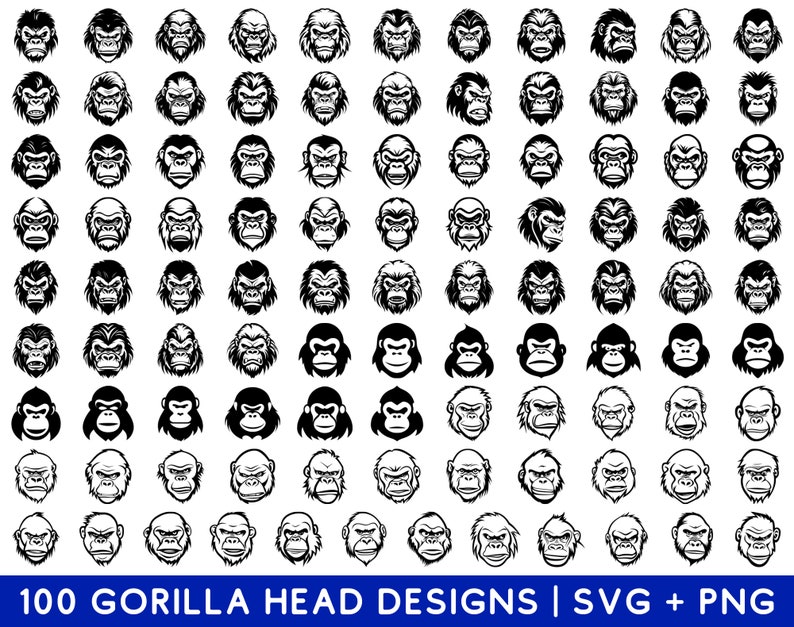 Gorilla Head SVG Bundle Gorilla Head PNG Bundle Gorilla Head Clipart ...
