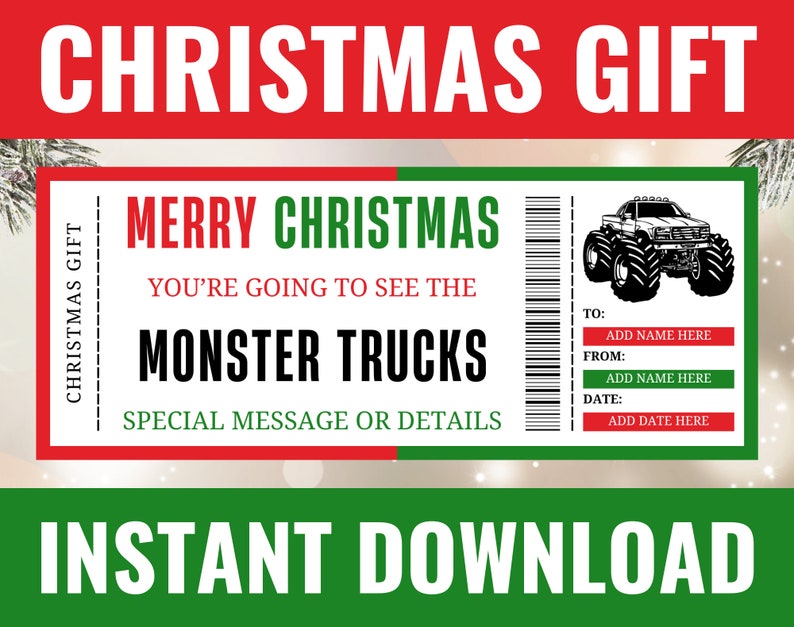 Christmas Monster Truck Ticket - Christmas Monster Truck Gift Voucher ...
