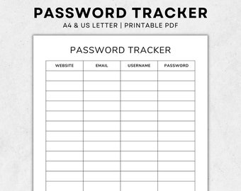 Password Tracker Printable Password Log Password List Password ...