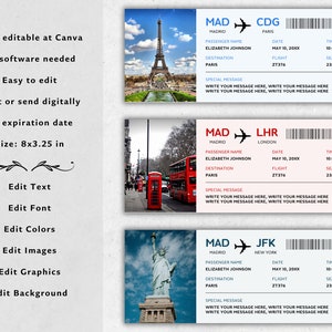 Boarding Pass Ticket Template - Surprise Fake Airline Ticket Trip Gift ...