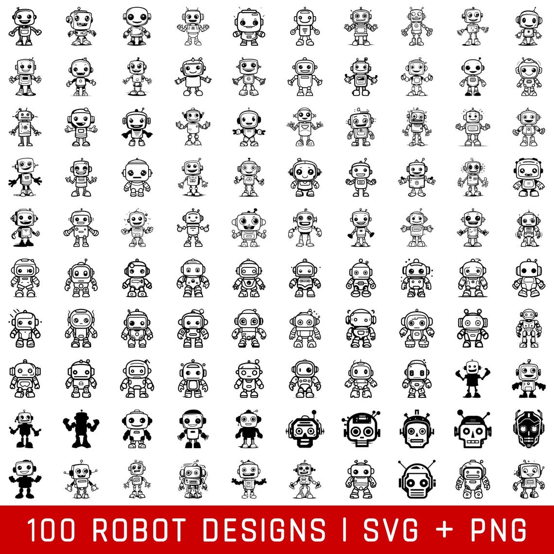 Robot SVG Bundle Robot PNG Bundle Robot Clipart Robot SVG Cut Files for Cricut Robot Silhouette ...