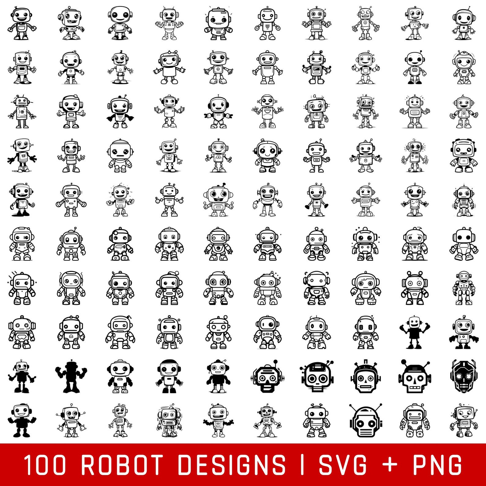 Robot SVG Bundle Robot PNG Bundle Robot Clipart Robot SVG Cut Files for ...