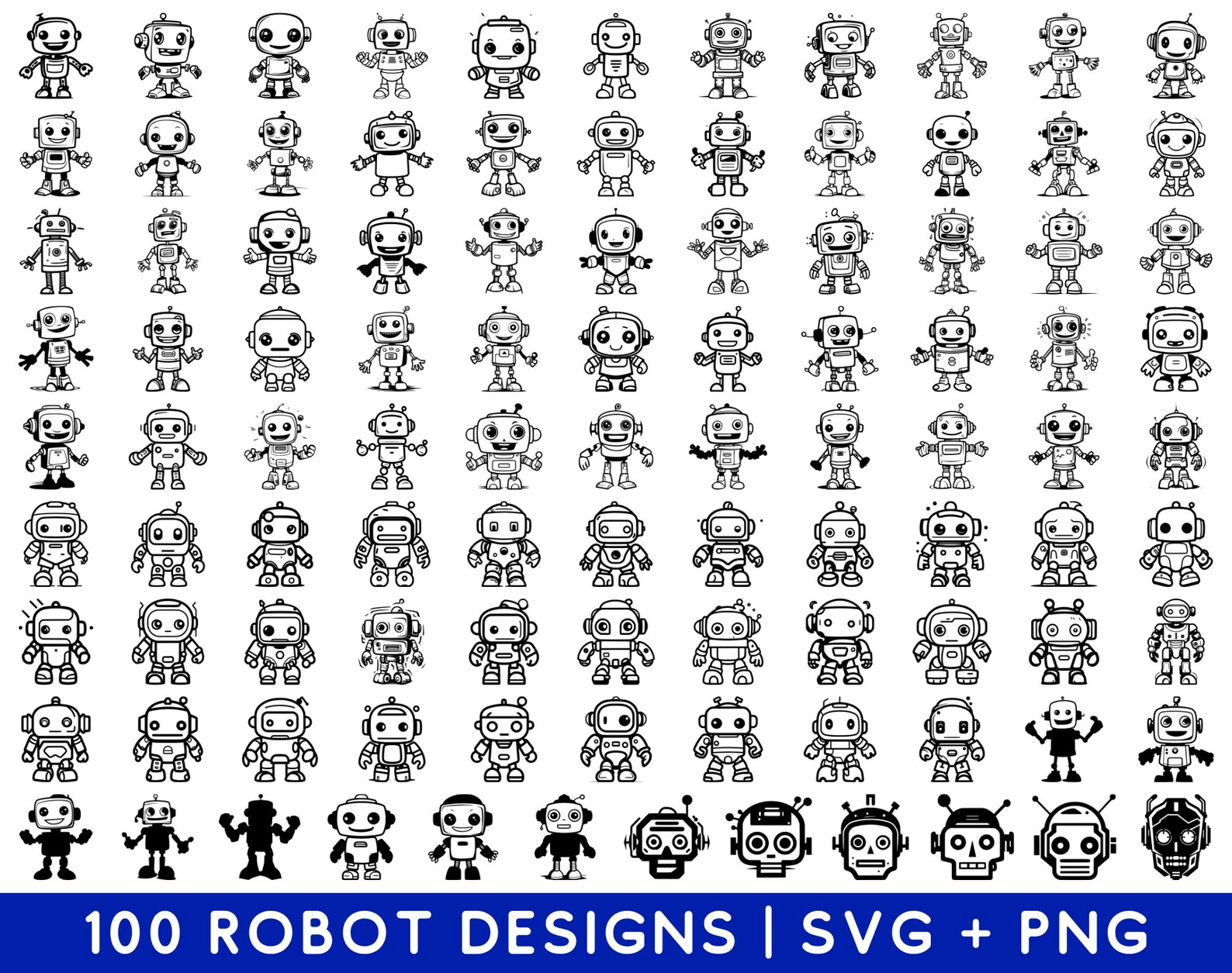 Robot SVG Bundle Robot PNG Bundle Robot Clipart Robot SVG Cut Files for ...