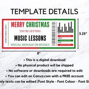 Christmas Music Lessons Ticket Christmas Music Lessons Gift Voucher ...