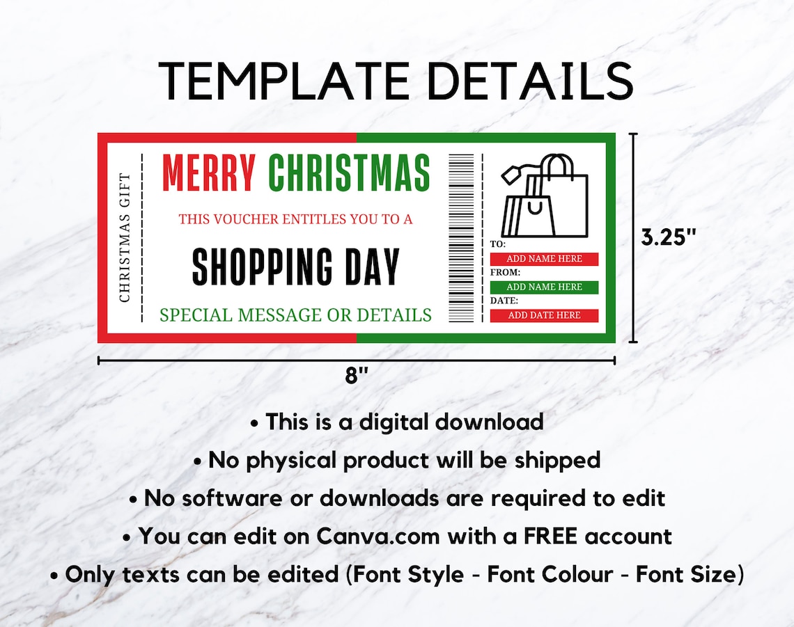 Christmas Shopping Spree Voucher - Christmas Shopping Spree Gift Ticket ...