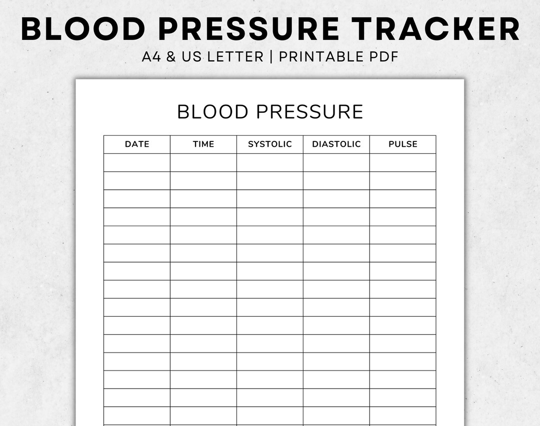 Blood Pressure Tracker - Blood Pressure Log Book Printable - Medical ...