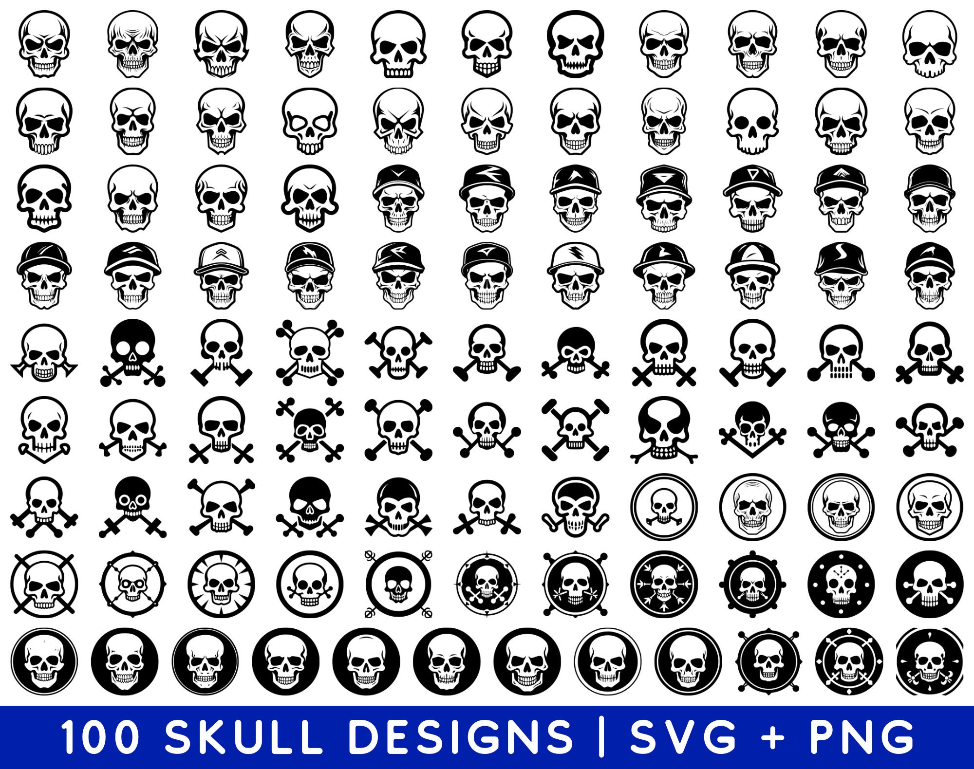 Skull SVG Bundle Skull PNG Bundle Skull Clipart Skull SVG Cut Files for ...