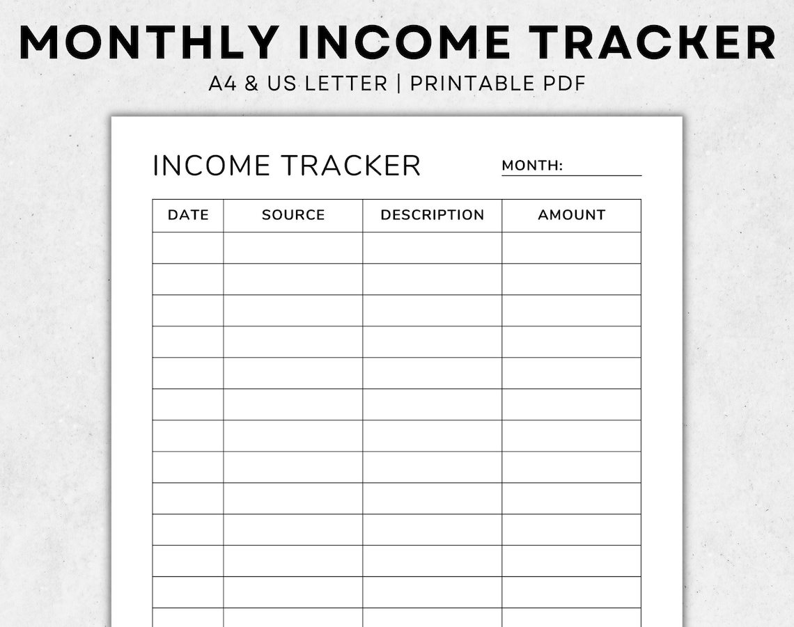 Monthly Income Tracker Printable - Income Tracker Small Business ...