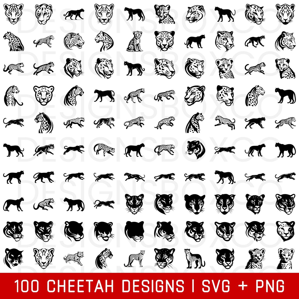 Cheetah SVG Bundle Cheetah PNG Bundle Cheetah Clipart Cheetah SVG Cut ...