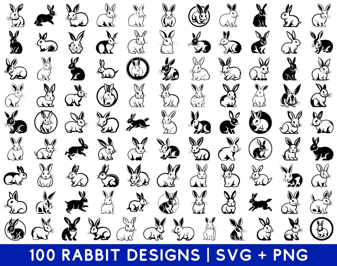 Rabbit SVG Bundle Rabbit PNG Bundle Rabbit Clipart Rabbit SVG Cut Files ...