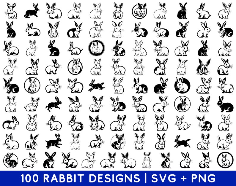 Rabbit SVG Bundle Rabbit PNG Bundle Rabbit Clipart Rabbit SVG Cut Files ...