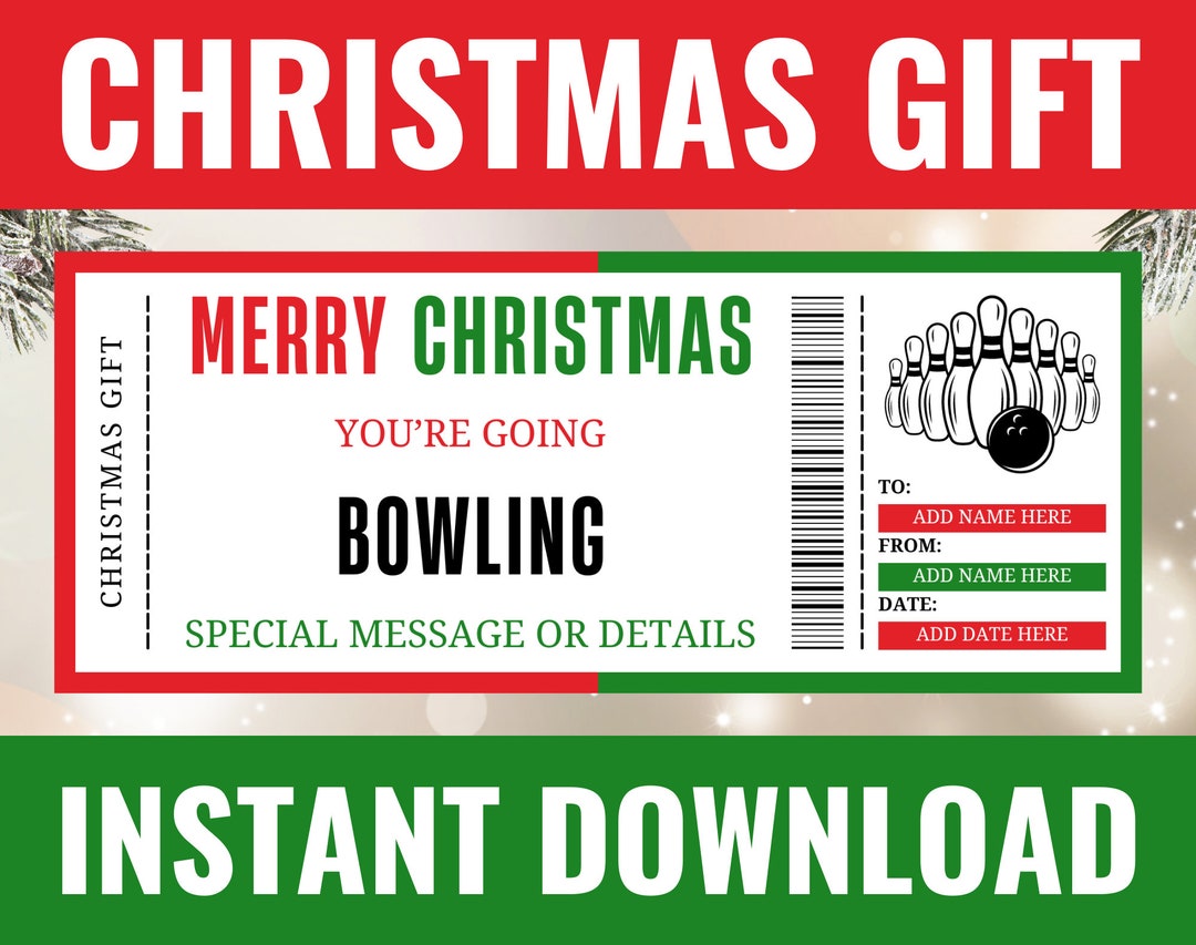 Christmas Bowling Ticket - Christmas Bowling Gift Voucher - Surprise ...