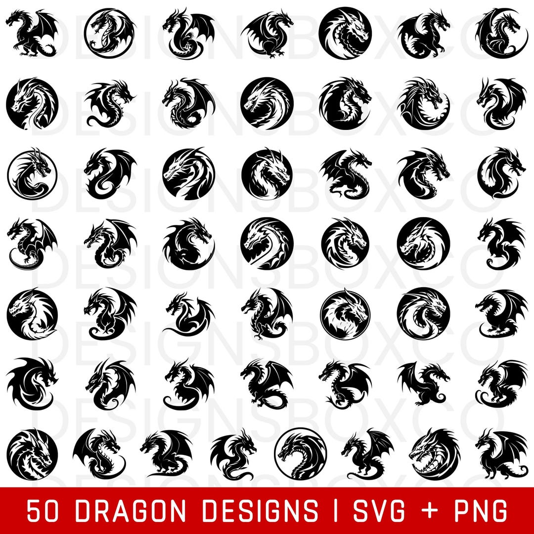 Dragon SVG Bundle - Dragon PNG Bundle - Dragon Clipart - Dragon SVG Cut ...