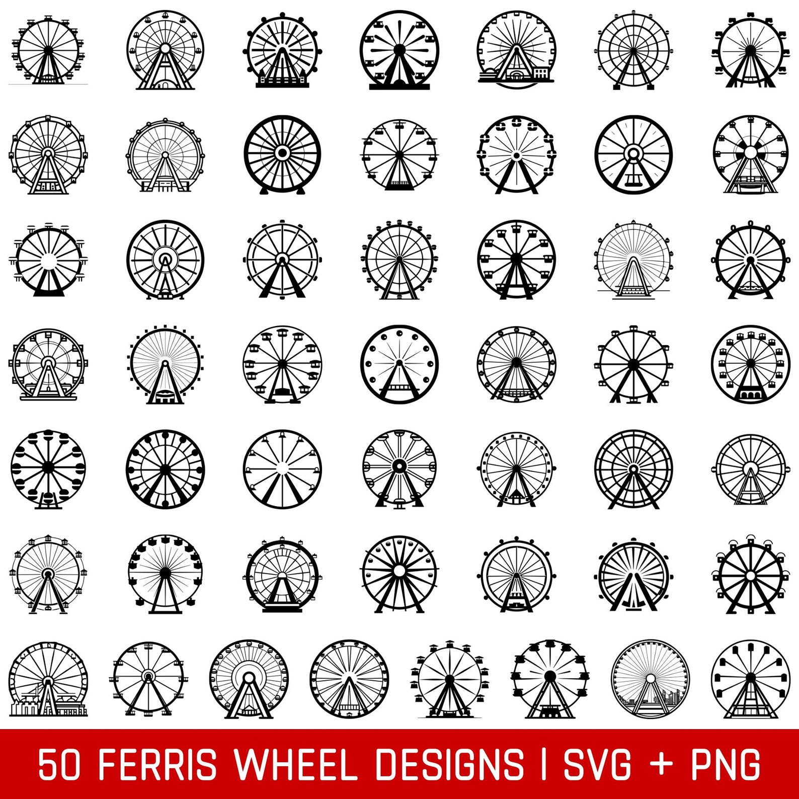 Ferris Wheel SVG Bundle Ferris Wheel PNG Bundle Ferris Wheel Clipart ...